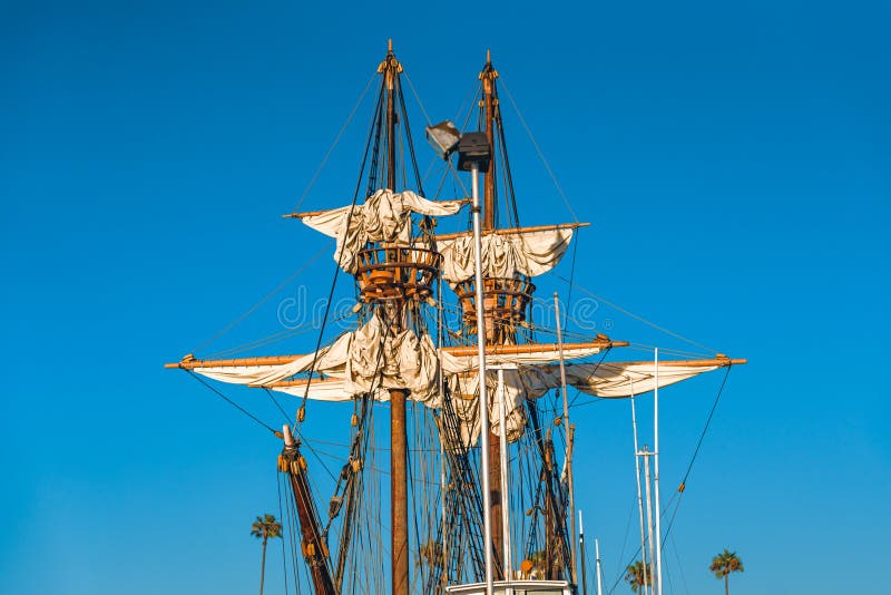 System of Ropes, Cables and Chains, Which Support a Sailing Ship`s Mast ...