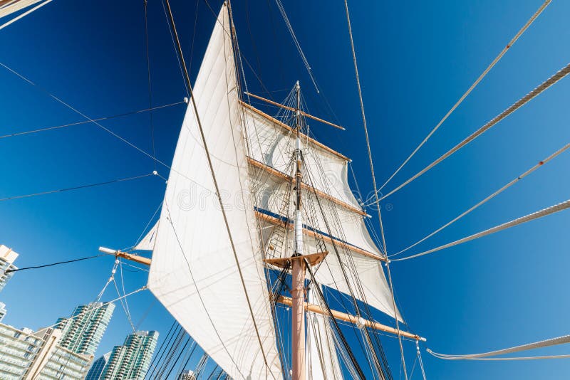 System of Ropes, Cables and Chains, Which Support a Sailing Ship`s Mast ...