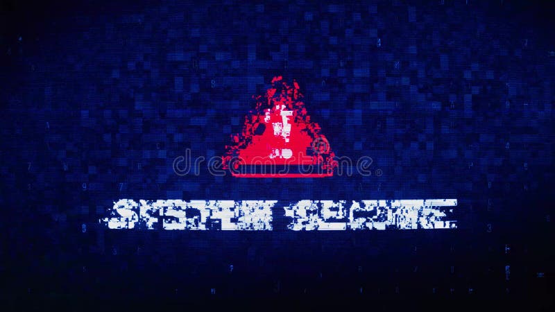System Secure Text Digital Noise Twitch Glitch Distortion Effect Error Loop Animation. Stock ...