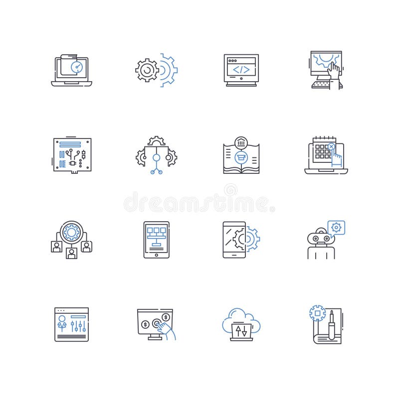 System Security Line Icons Collection Encryption Firewall Authentication Access Control