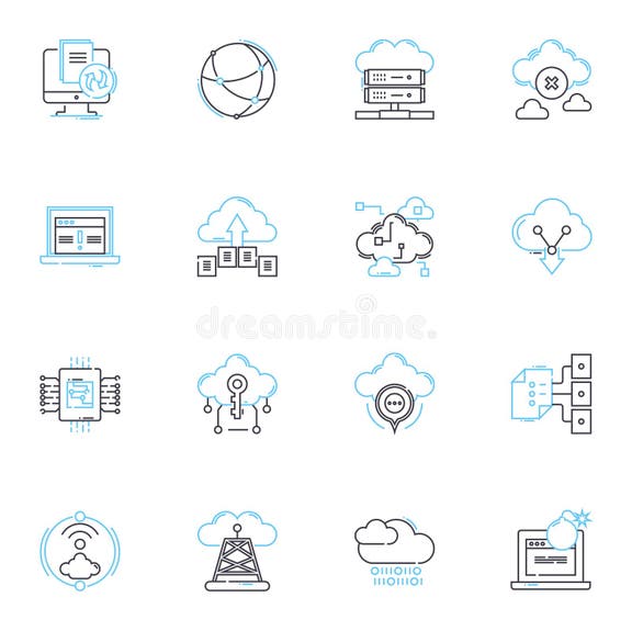 System Security Linear Icons Set. Encryption, Firewall, Authentication ...