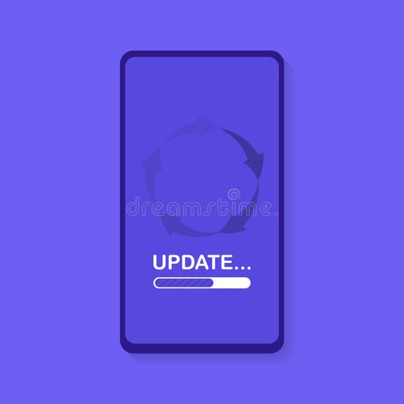 System Software Update and Upgrade Concept. Loading Process in Smart Phone Screen Stock Vector ...
