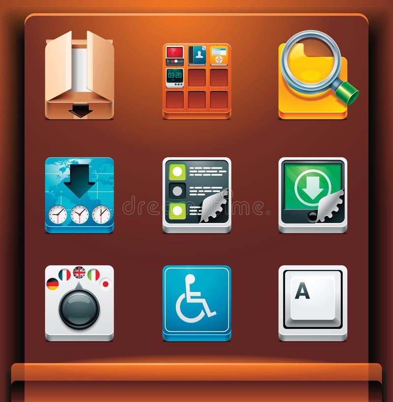 Square File Labels Icon Set Stock Vector - Illustration of data ...