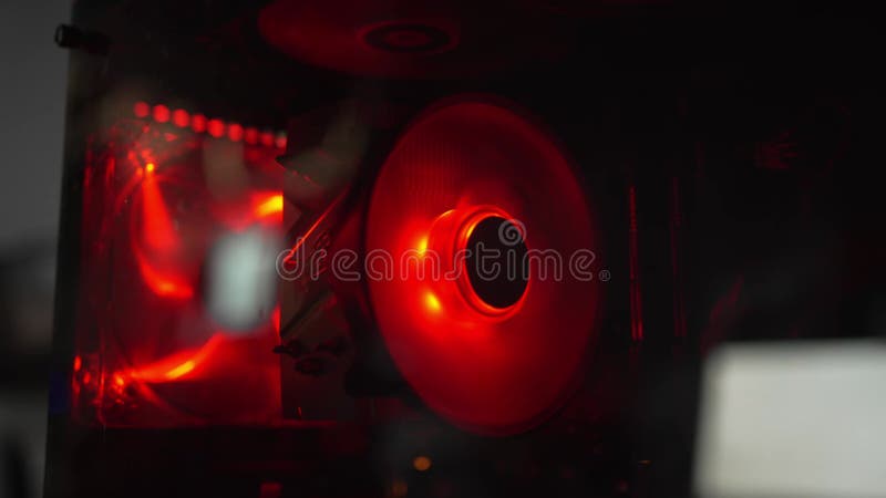 The System Unit of a Modern Gaming Computer. Coolers with LED Backlight ...