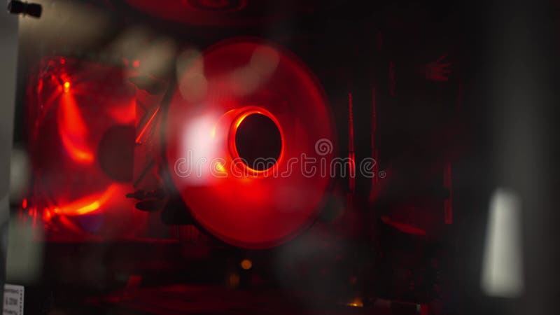 The System Unit of a Modern Gaming Computer. Coolers with LED Backlight ...