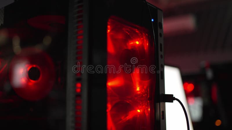The System Unit of a Modern Gaming Computer. Coolers with LED Backlight ...