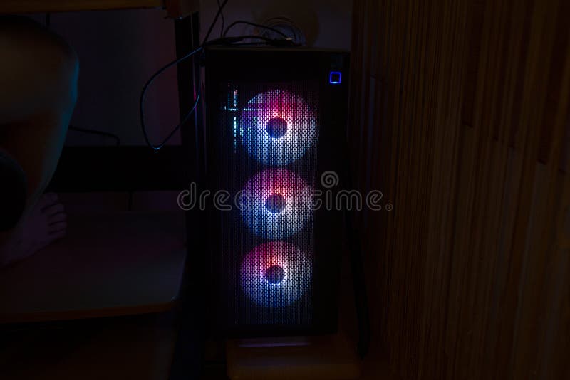 The System Unit of a Modern Gaming Computer.Gamer and Gamer`s Place ...