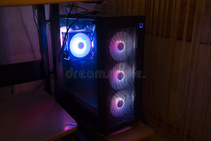 The System Unit of a Modern Gaming Computer.Gamer and Gamer`s Place ...