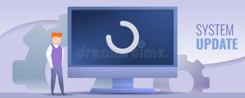 System Update Concept Banner, Cartoon Style Stock Vector - Illustration ...