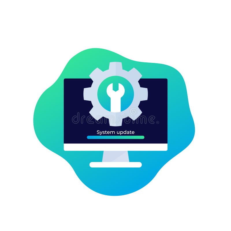 System Update Icon with Computer Stock Vector - Illustration of system ...