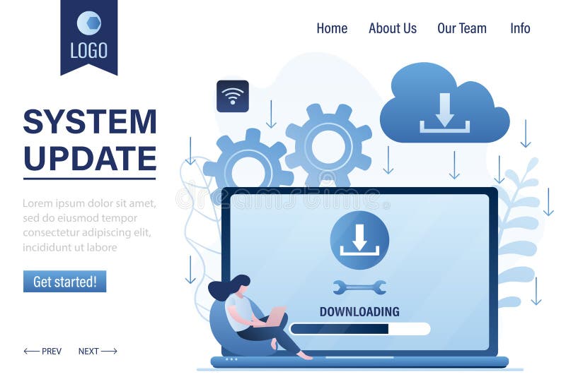 System Update Landing Page Template Concept. Downloading Files on ...