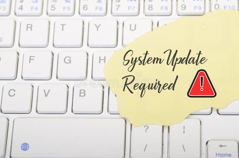 System Update Required â€ Handwritten Warning with Red Alert Symbol ...
