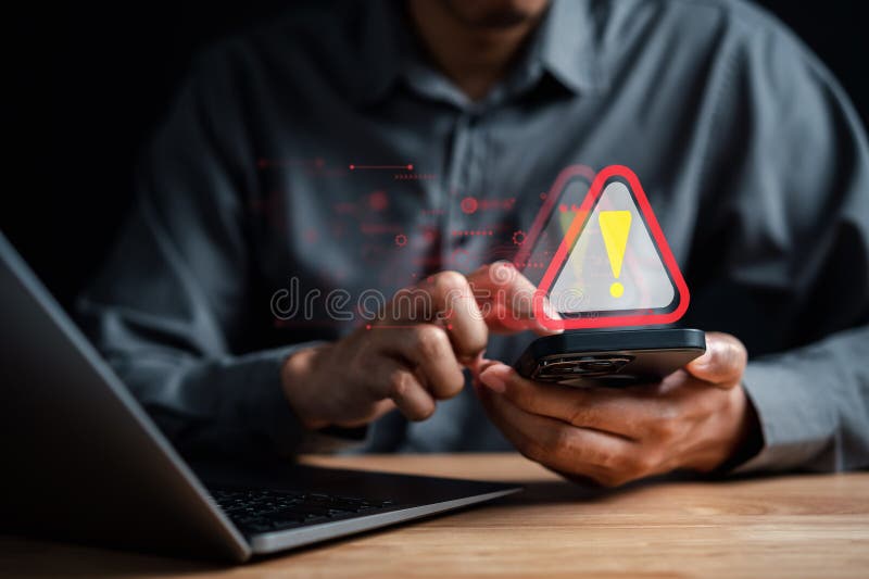 System Warning Caution Sign For Notification Error And Maintenance Concept Cyber Attack On