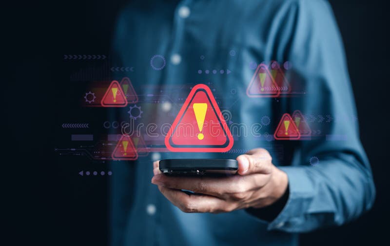 System Warning Caution Sign For Notification Error And Maintenance Concept Cyber Attack On