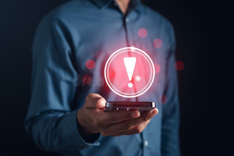 System Warning Caution Sign on Smartphone, Scam Virus Attack on ... System Warning Caution Sign on Smartphone, Scam Virus Attack on ...
