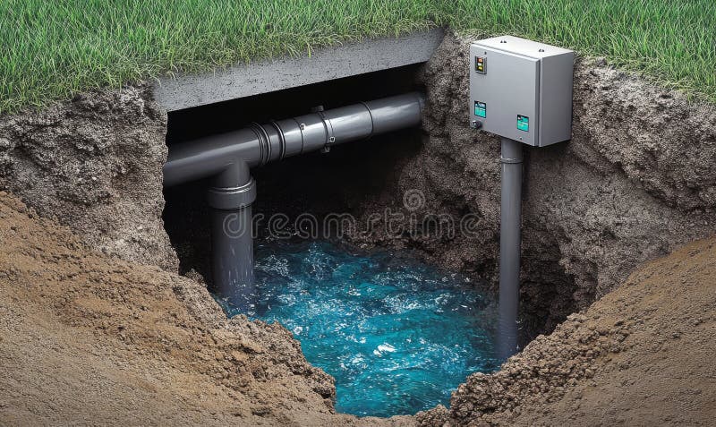 The System of Water Underground, Including Pipes and a Pump, Features ...