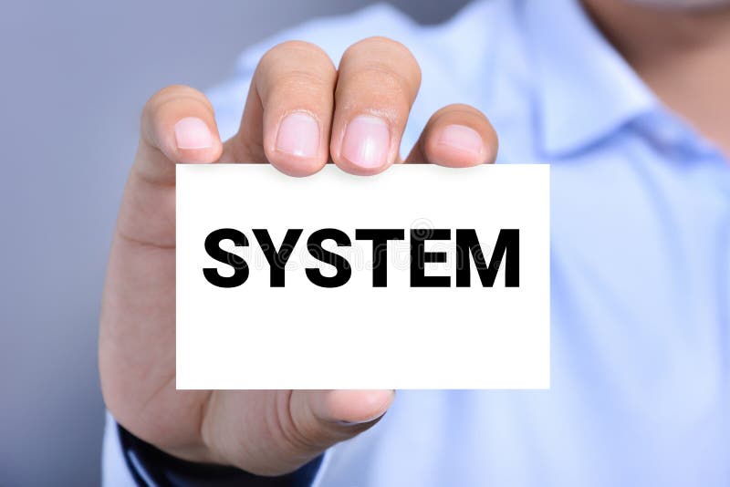 SYSTEM Word on the Card Shown by a Man Stock Photo - Image of ...