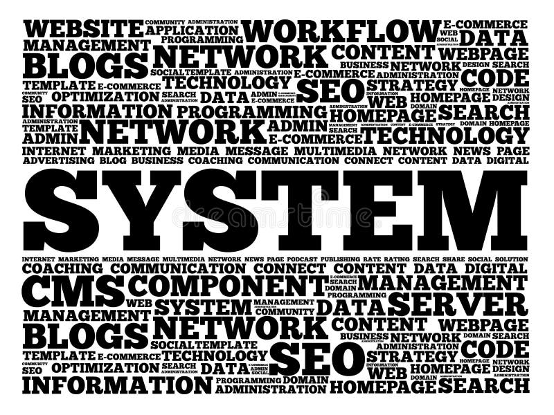 SYSTEM word cloud stock illustration. Illustration of cloud - 205713057