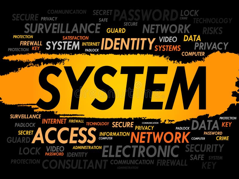 SYSTEM word cloud stock illustration. Illustration of file - 200215326