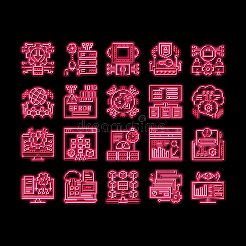 System Work Process Neon Glow Icon Illustration Stock Illustration ...