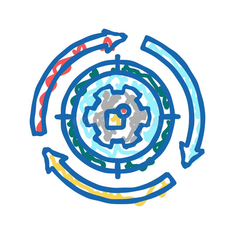 System Working Process Icon Doodle Illustration Stock Vector ...