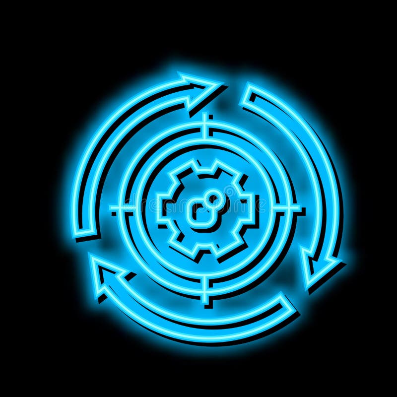 System Working Process Neon Glow Icon Illustration Stock Vector ...