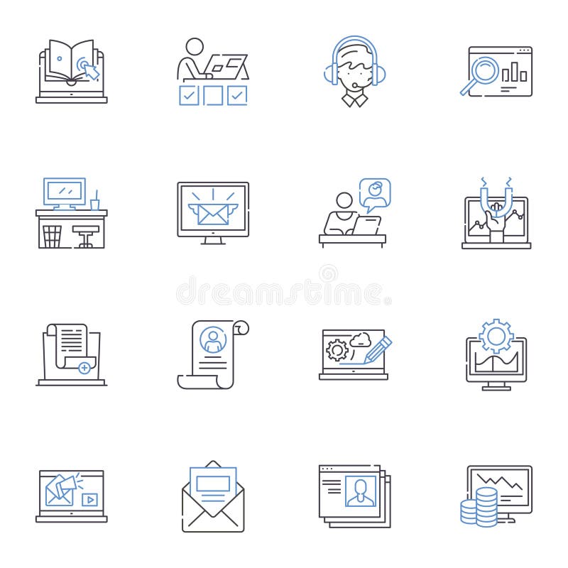 Systematic Workflow Line Icons Collection Streamlined Methodical