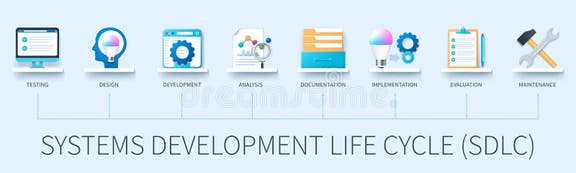 Systems Development Life Cycle Banner with Icons Vector Infographic in ...