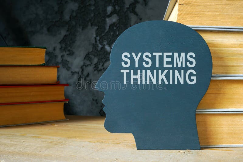 Systems Thinking Sign on the Head Shape and Books. Stock Photo - Image ...