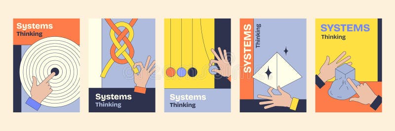 Systems Thinking is Visualized through Interconnected Hands, Geometric ...