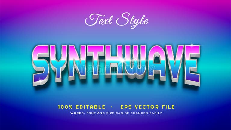 Colorful Retro Synthwave Text Style in Eps Vector File Stock Vector ...