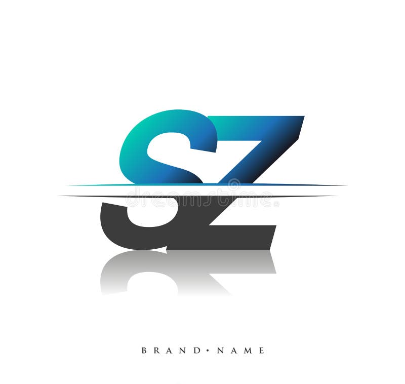 SZ Initial Logo Company Name Colored Black and Blue, Simple and Modern ...