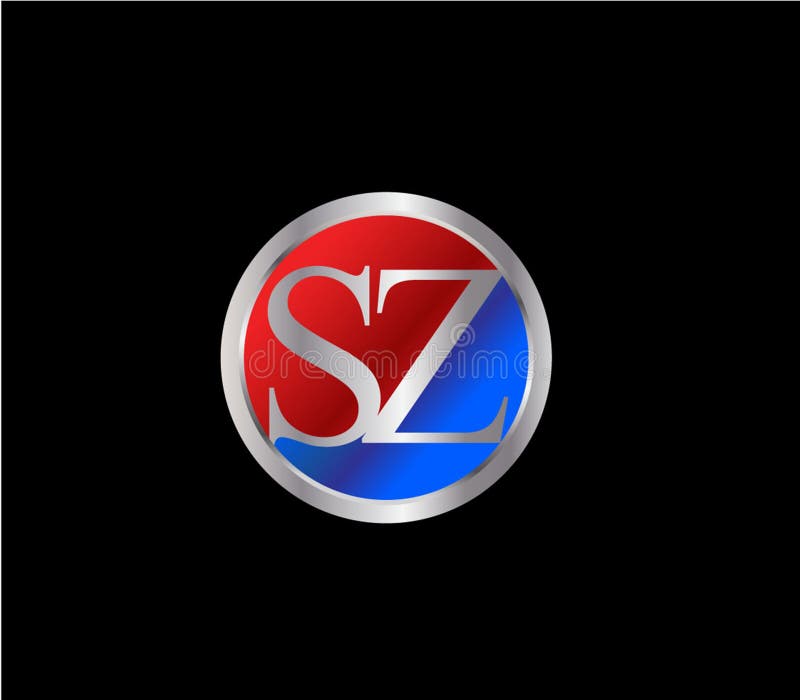 SZ Initial Circle Shape Silver Red Blue Color Later Logo Desig Stock ...