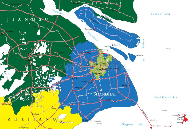 Szanghaj mapa ilustracja wektor. Ilustracja złożonej z kontynent - 31622873