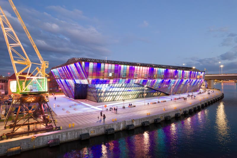 Szczecin Maritime Science Center on the Oder River: Illuminated Night ...