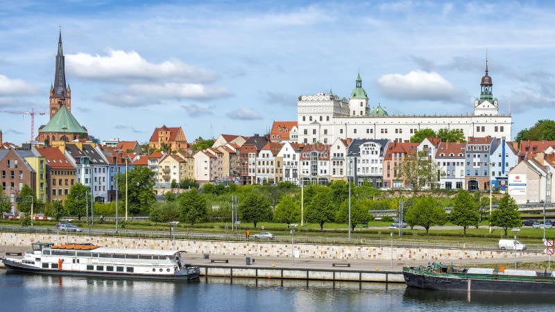 Szczecin Stettin, Poland - 12th of May 2019: Panoramic View of an Oder ...