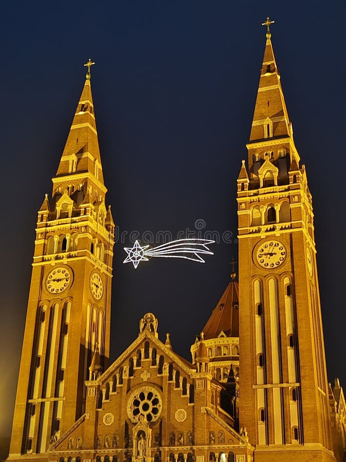 Szeged Dome in Hungary at Night (advent) Stock Image - Image of szeged ...