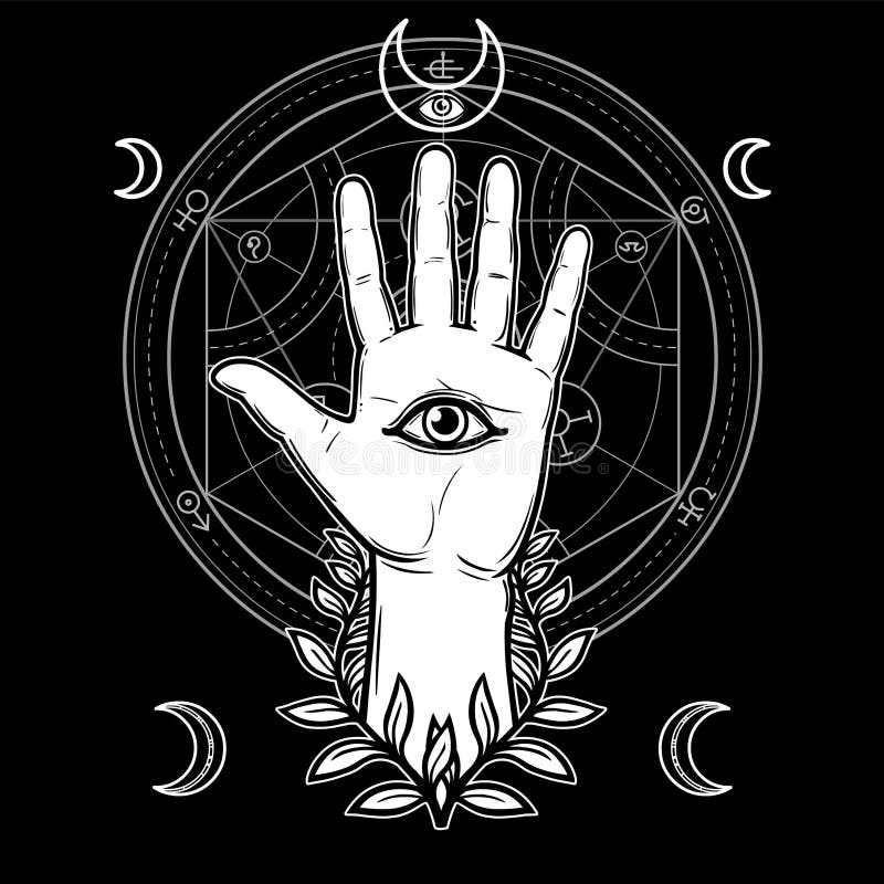 Símbolo Místico Mano Humana Ojo De La Providencia Geometría Sagrada
