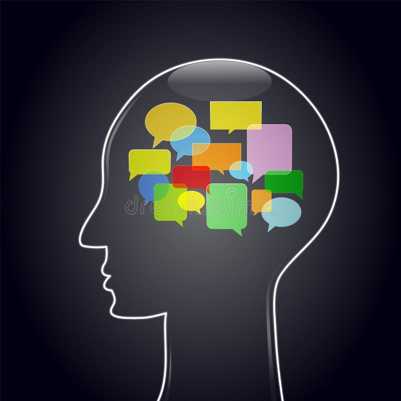 Tête Avec Des Bulles De Pensée Illustration de Vecteur - Illustration ...