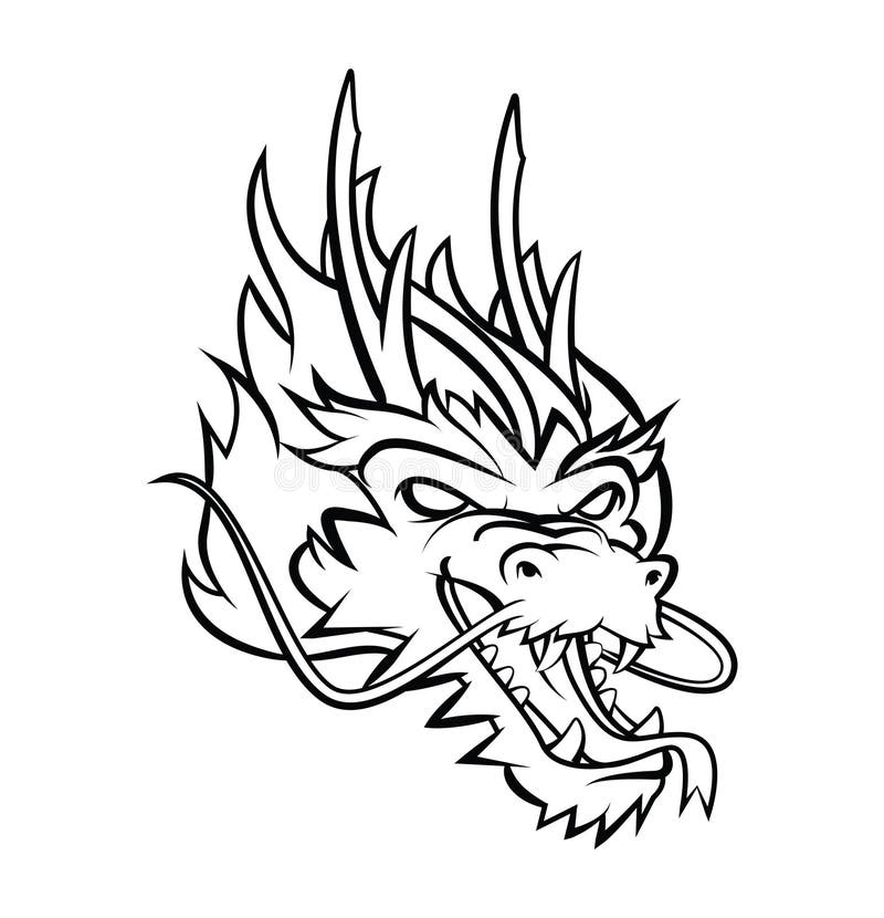 Tête de dragon illustration de vecteur. Illustration du japonais - 47882561
