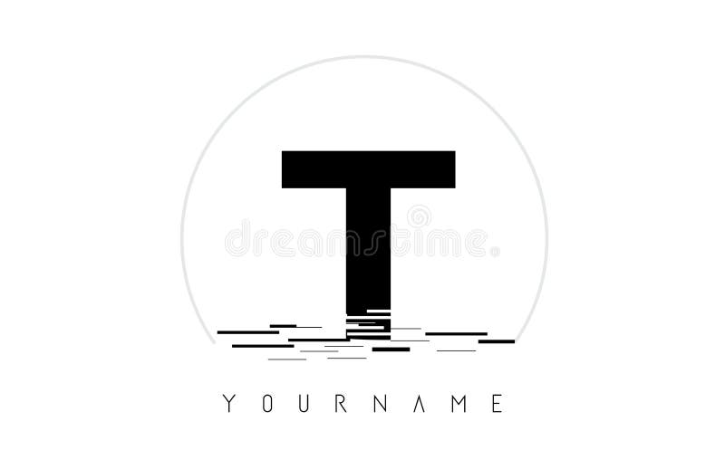 T Black Letter Logo Design with Circular Shape and Water Effect Stock ...