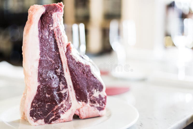 T-bone Raw Standing in a Restaurant Stock Photo - Image of prime, fresh ...