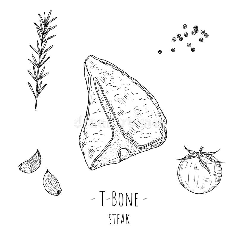 T-Bone Steak. Vector Cartoon Illustration. Isolated Object on White ...