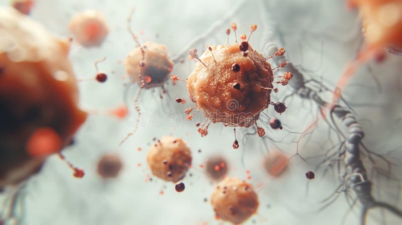 T-cell Warriors in Microscopic Battleground Fighting Pollen. Stock ...