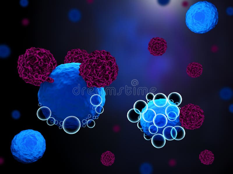 T Cells Attacking Cancer Cells Stock Illustration - Illustration of ...