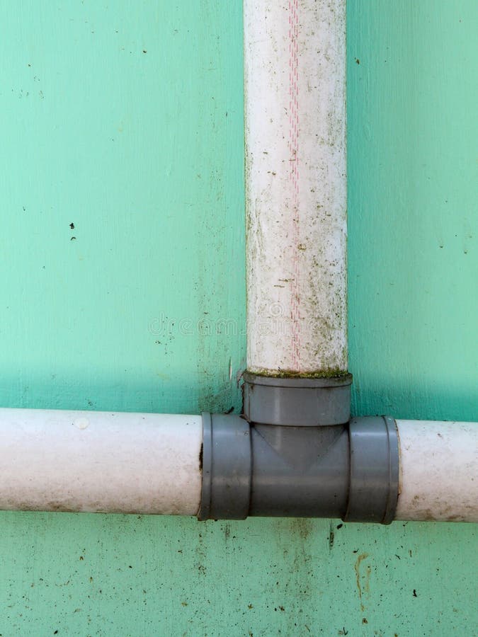 T connection on water pipe stock image. Image of connection - 344432733