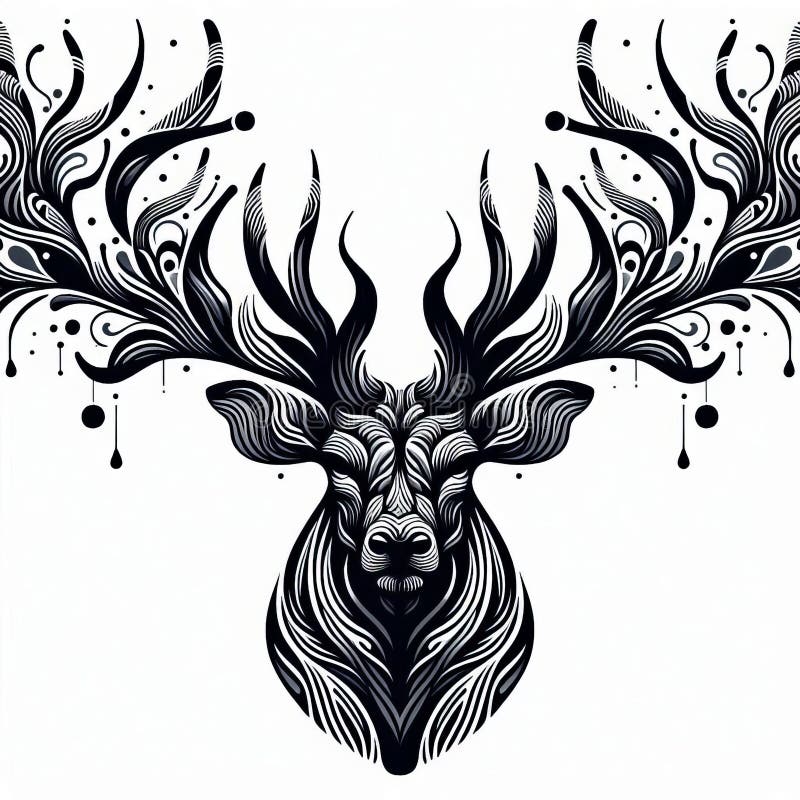 Vector Art Elk the Antlers Dissolve into Smooth Geometric Patter Stock ...