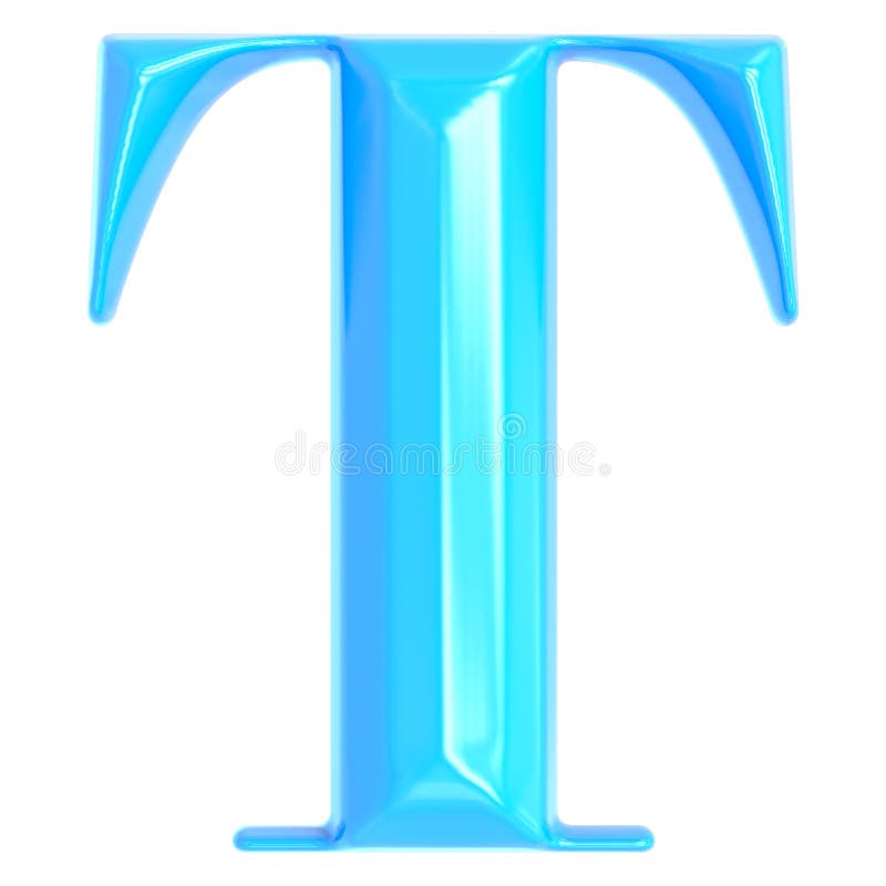 T Font Blue 3D with White Background Stock Illustration - Illustration ...