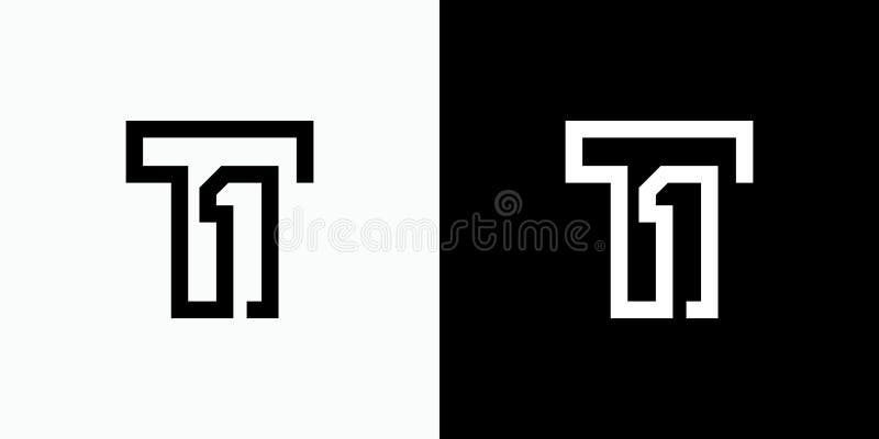 T 1 Initial Line Vector Logo Design with Modern, Simple, Clean and ...