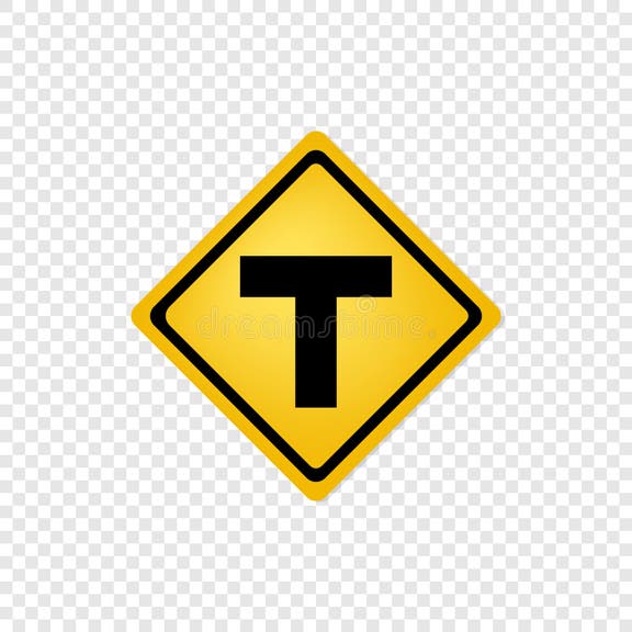 T Intersection Ahead Road Sign Icon Stock Vector - Illustration of ...